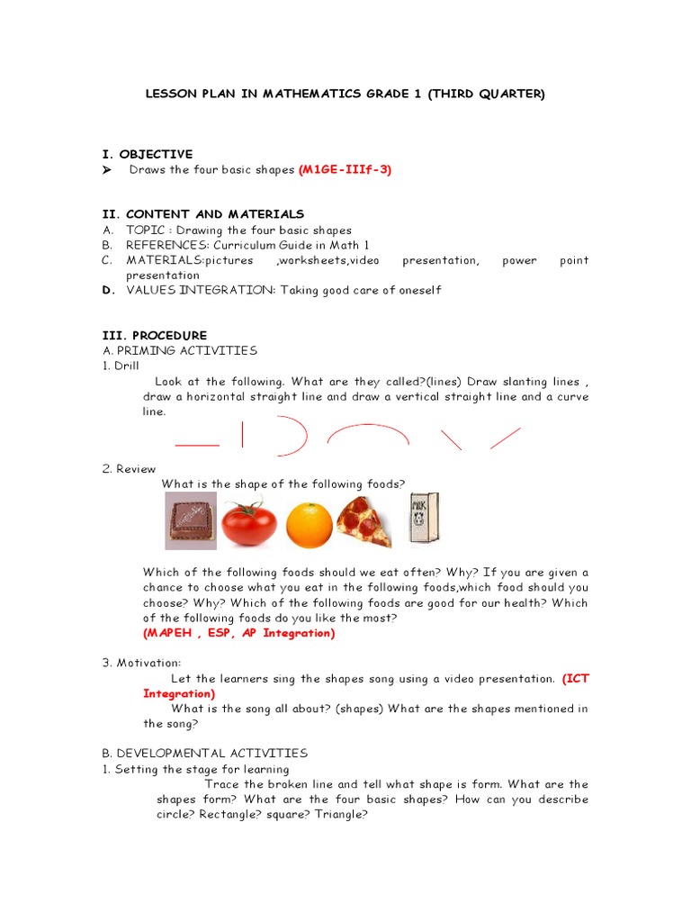 (M1Ge-Iiif-3) : Lesson Plan in Mathematics Grade 1 (Third Quarter ...