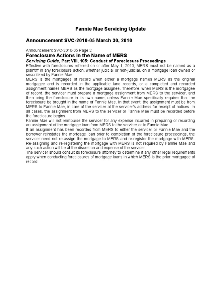 Fannie Mae Servicing Update | PDF