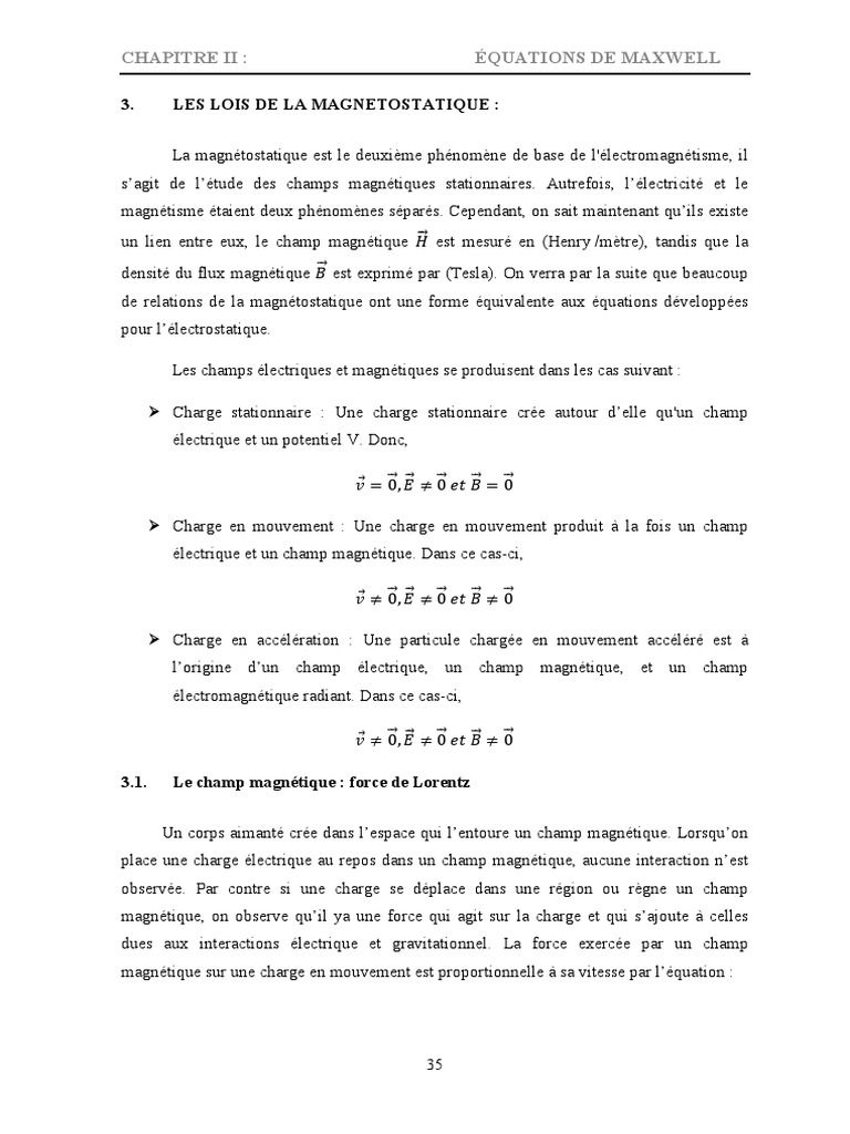 Chapitre - 2 - LES LOIS DE LA MAGNETOSTATIQUE | PDF | Champ magnétique ...