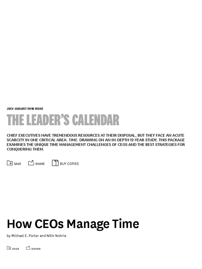 The Leader's Calendar | Download Free PDF | Chief Executive Officer ...