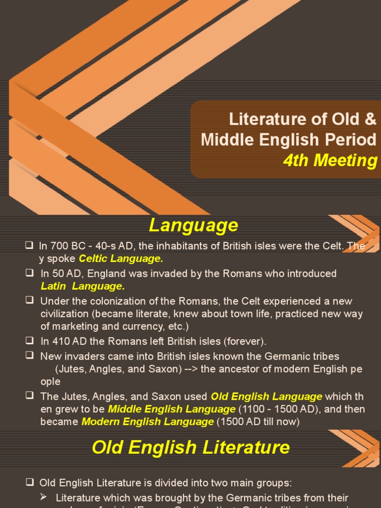 3rd Meeting - Literature of Old English Period | PDF | Celts | Beowulf