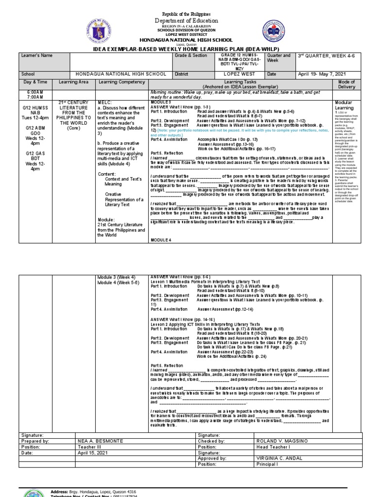 Grade 12 Learning Plan | PDF | Multimedia | Educational Technology