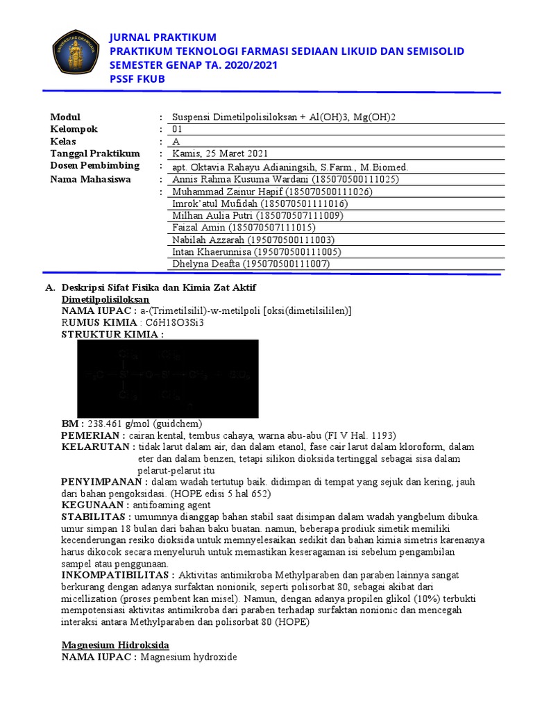 Jurnal Praktikum Praktikum Teknologi Farmasi Sediaan Likuid Dan Semisolid SEMESTER GENAP TA ...