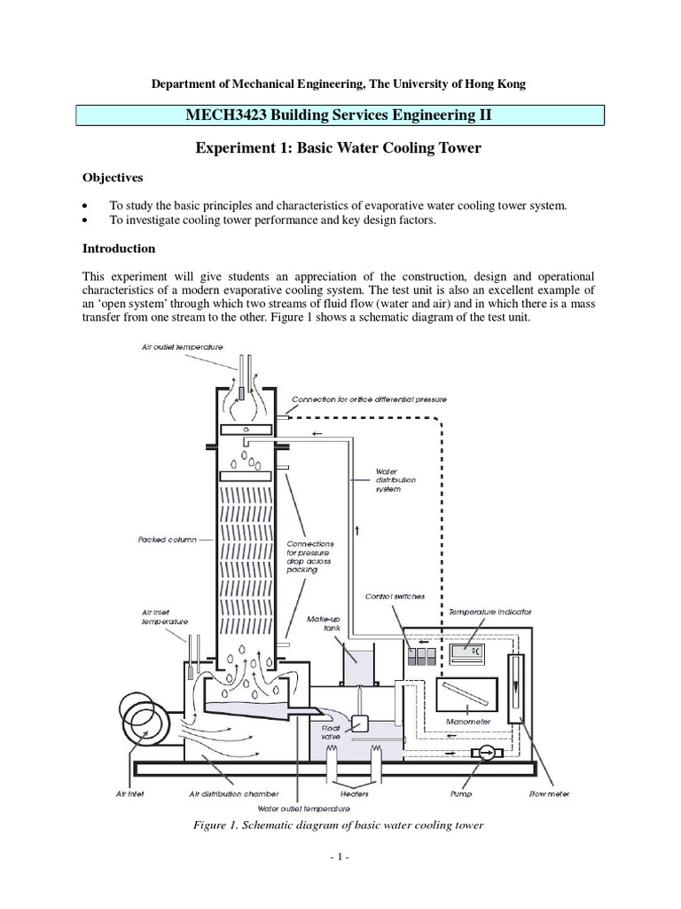 MECH3423 Building Services Engineering II Experiment 1: Basic Water Cooling Tower | PDF ...