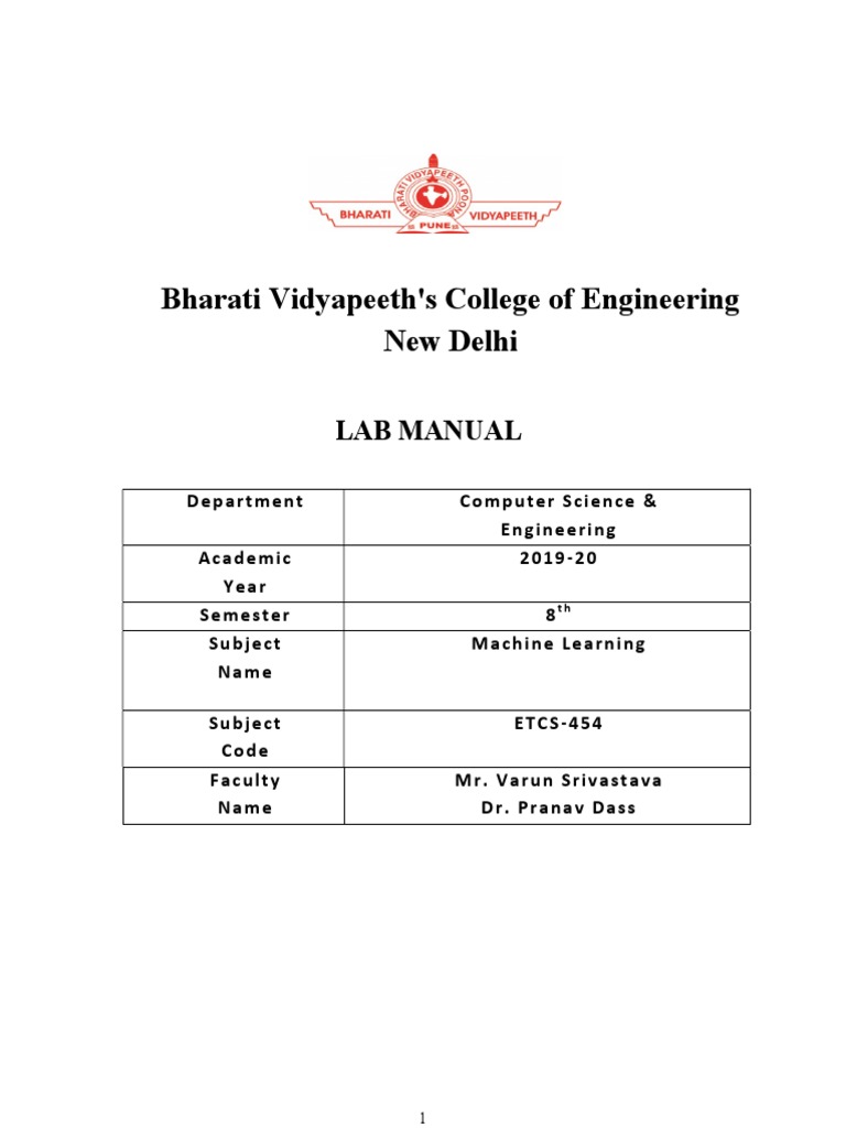 Machine Learning Lab Manual 2019-20 | PDF | Cross Validation ...