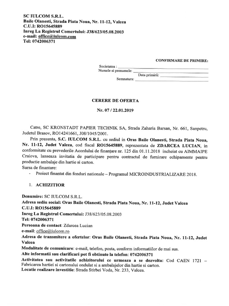 Cerere Oferta 07 | PDF