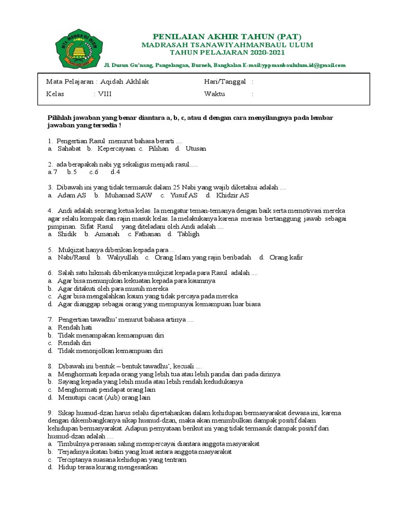 KOP PAS MTs 2021 | PDF | Karier & Perkembangan