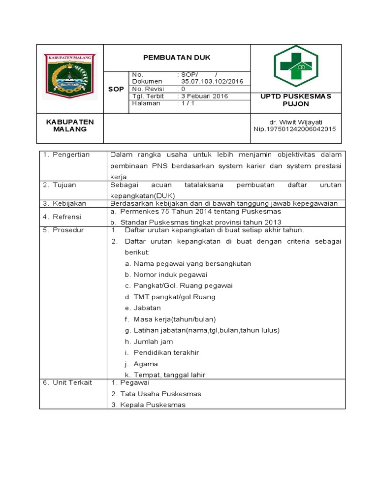 Sop Pembuatan Duk | PDF