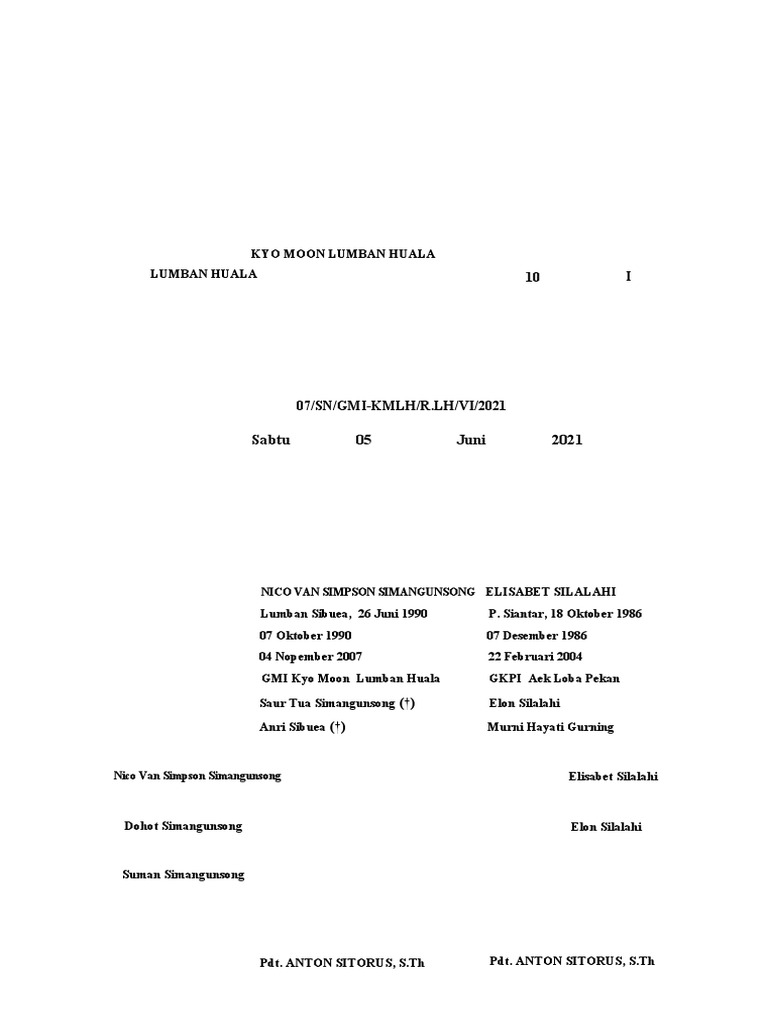 Revisi Blanko Surat Nikah Gmi Hutahaean 2021 | PDF