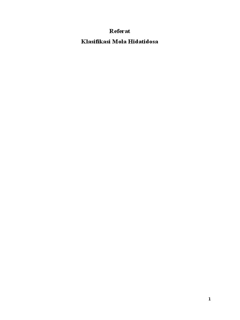 Referat Klasifikasi Mola Hidatidosa | PDF