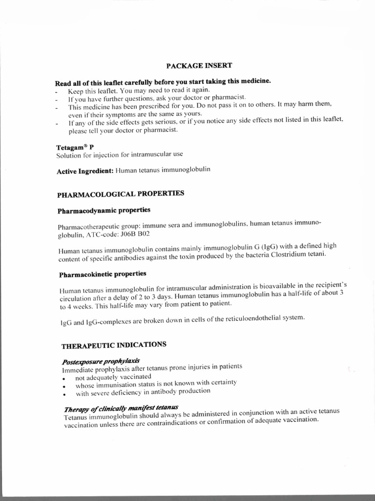 Tetagam P Cairan Injeksi 250 IU, ML - Imunoglobulin Tetanus ...