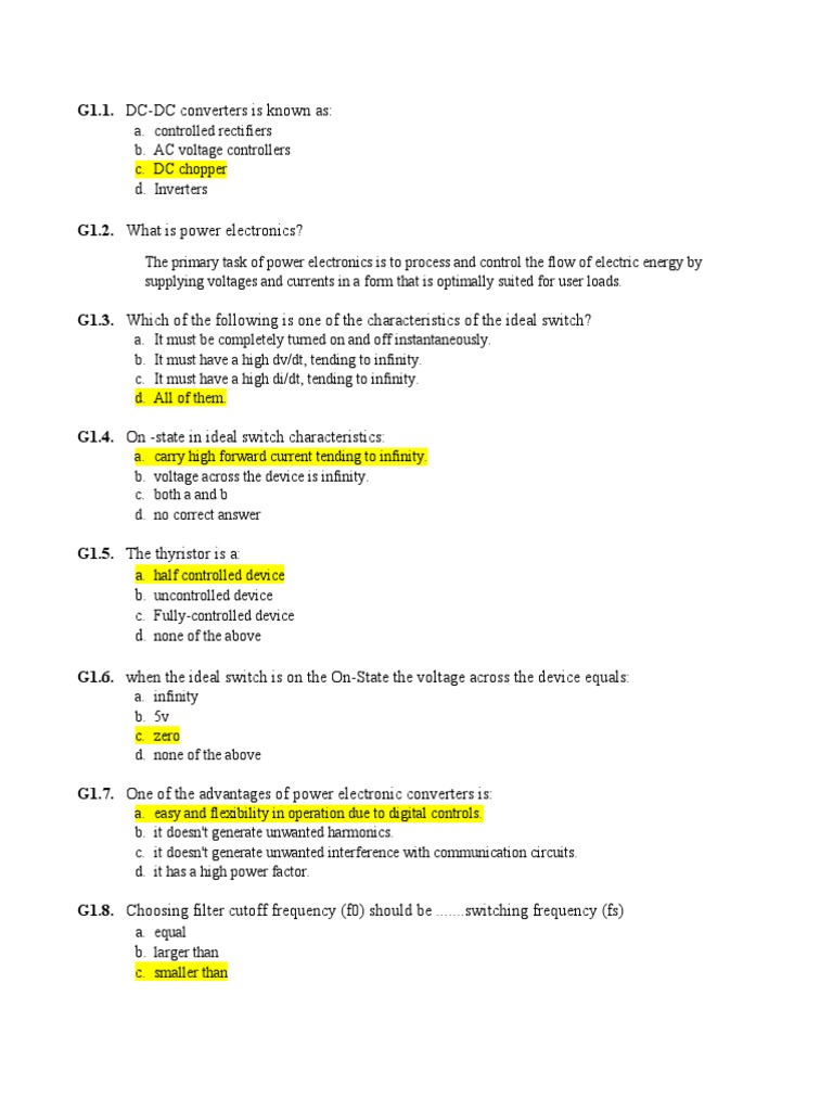 Power Electronics MCQs and Concepts | PDF | Rectifier | Diode