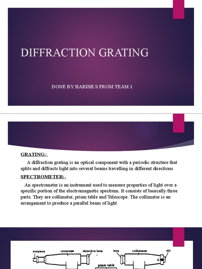 Diffraction Grating | PDF | Spectrometer | Diffraction