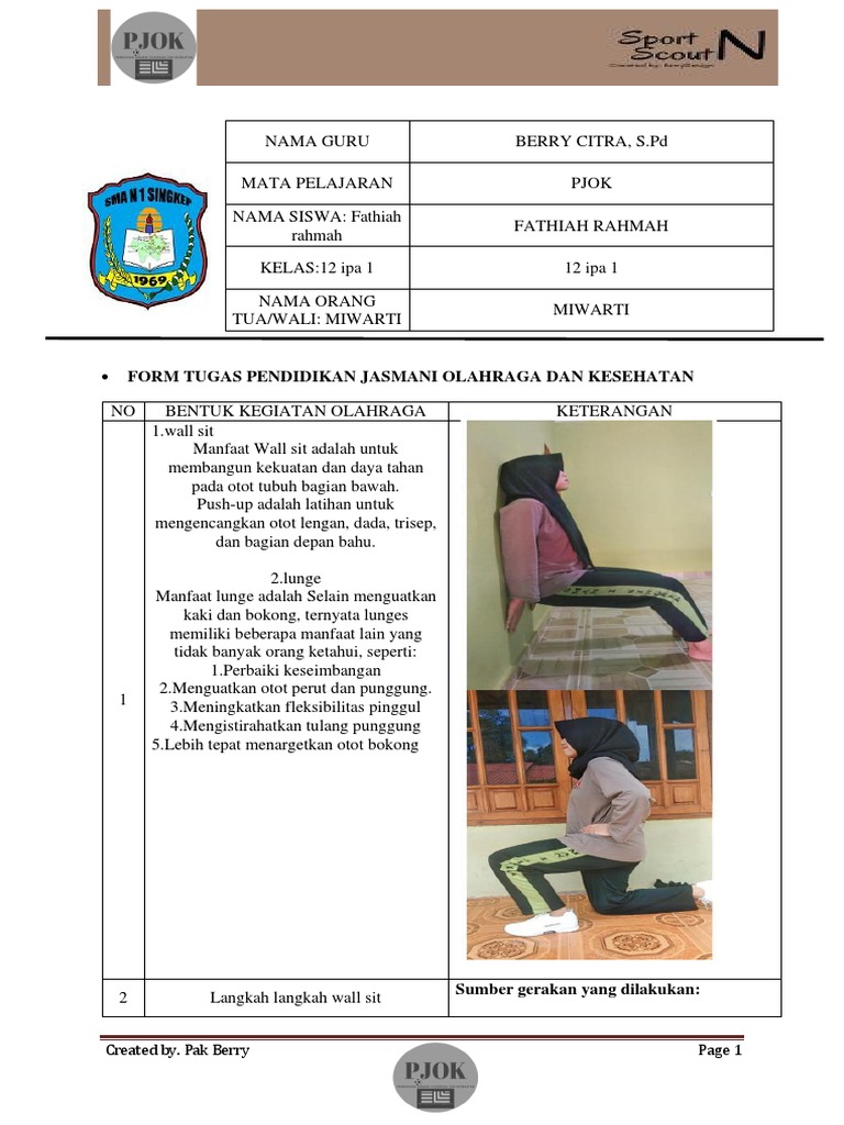 (Template) FORM TUGAS PJOK | PDF | Karier & Perkembangan | Kesehatan Holistik