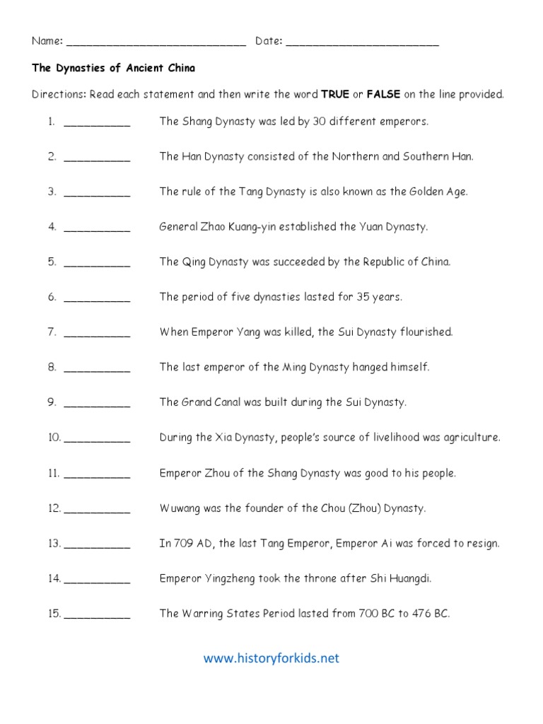 The Dynasties of Ancient China | PDF | Emperor Of China | History Of China