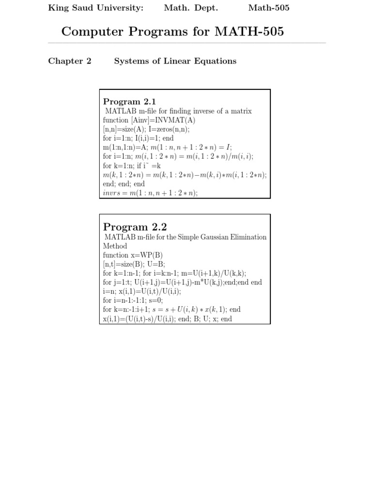 Computer Programs For MATH-505 | PDF | Analysis | Functions And Mappings