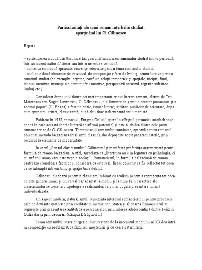 Enigma Otiliei Tema Și Viziune | PDF