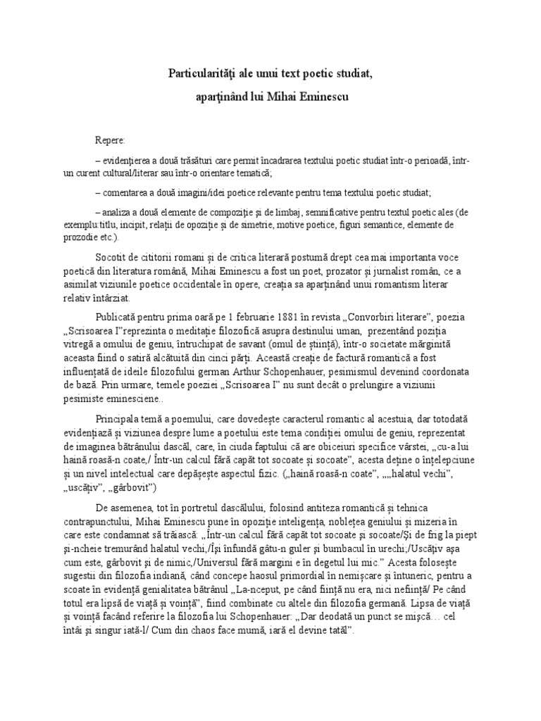 Scrisoarea I | PDF