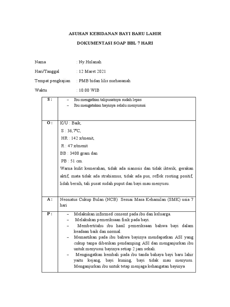 Soap BBL 7 Hari | PDF | Kesehatan Holistik