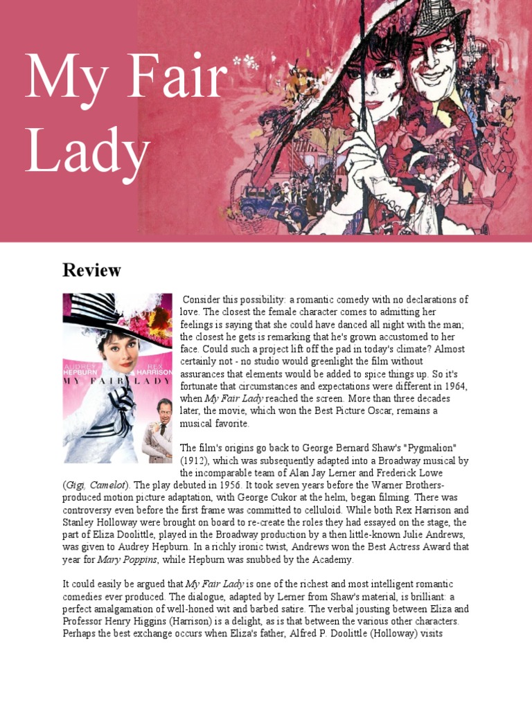 My Fair Lady: Review | PDF | Pygmalion (Play) | Entertainment (General)