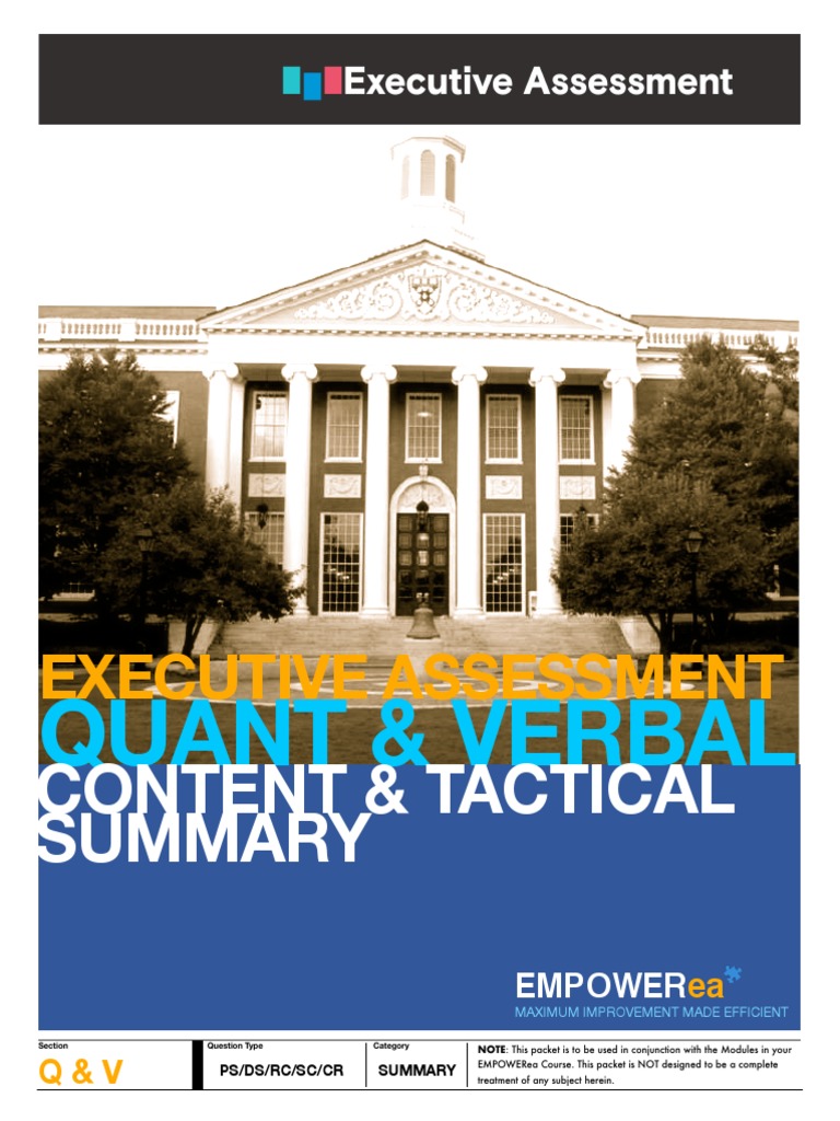 EMPOWER Executive Assessment Tactical Guide | PDF | Numbers | Question