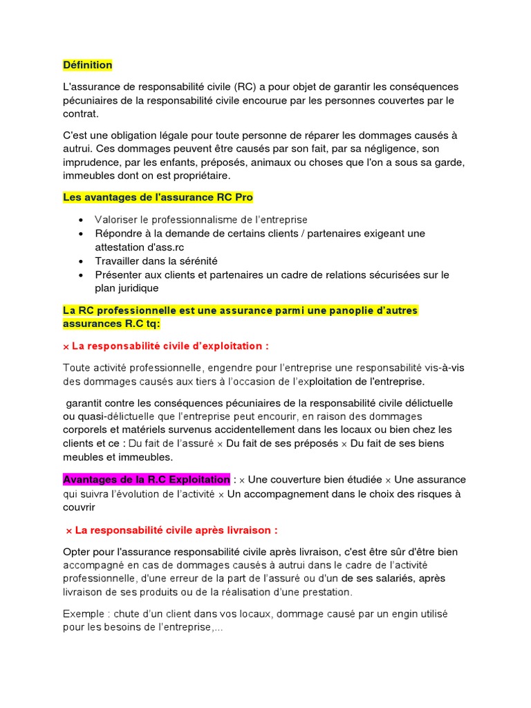 Resumé RC | PDF | Assurance | Sociétés