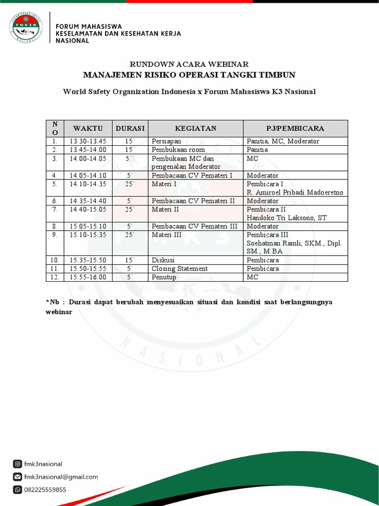RUNDOWN ACARA SHARING SESSION FMK3N X WSO 1 | PDF | Karier & Perkembangan