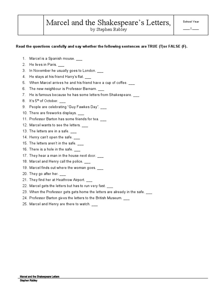 Marcel and The Shakespeare Letters | PDF