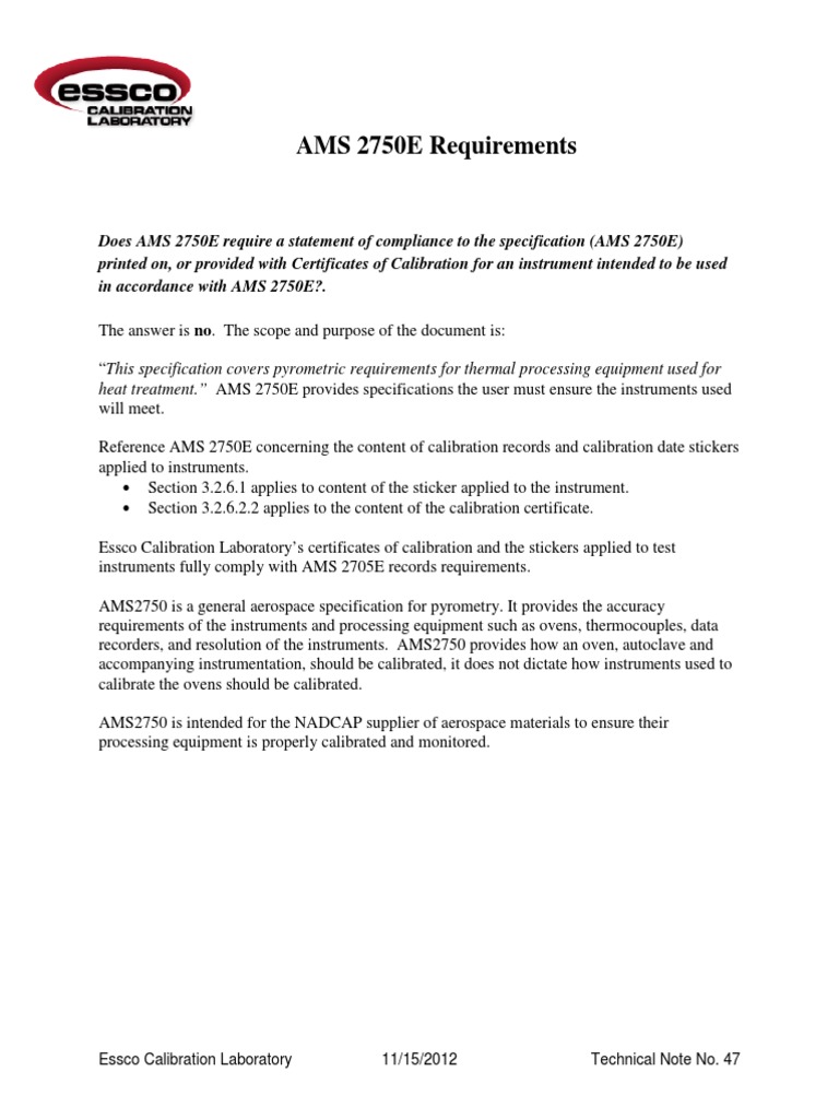 TN47 - AMS 2750E Requirements | PDF