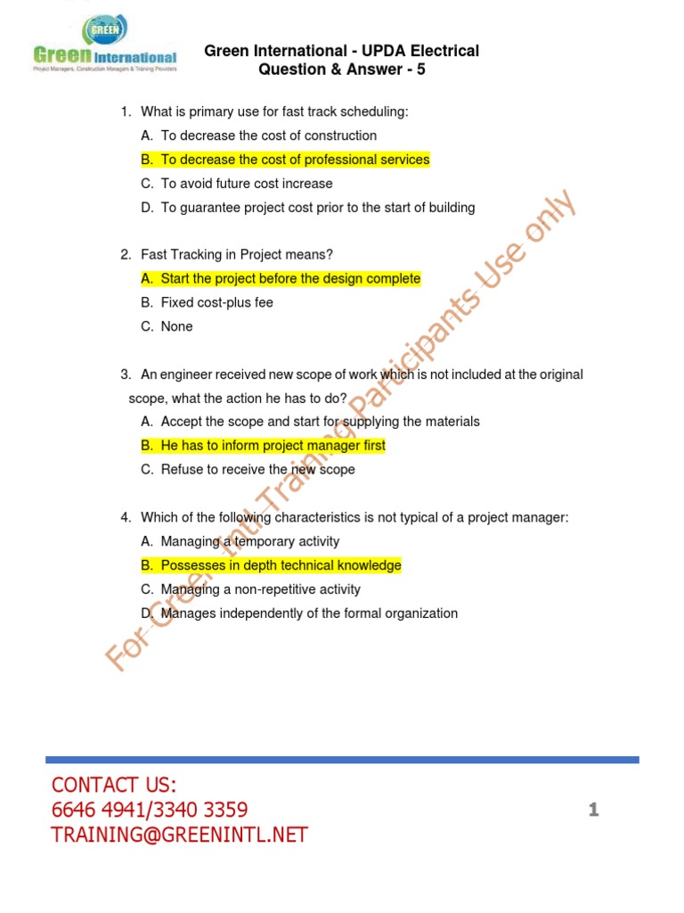 Contact Us: 6646 4941/3340 3359: Green International - UPDA Electrical Question & Answer - 5 ...