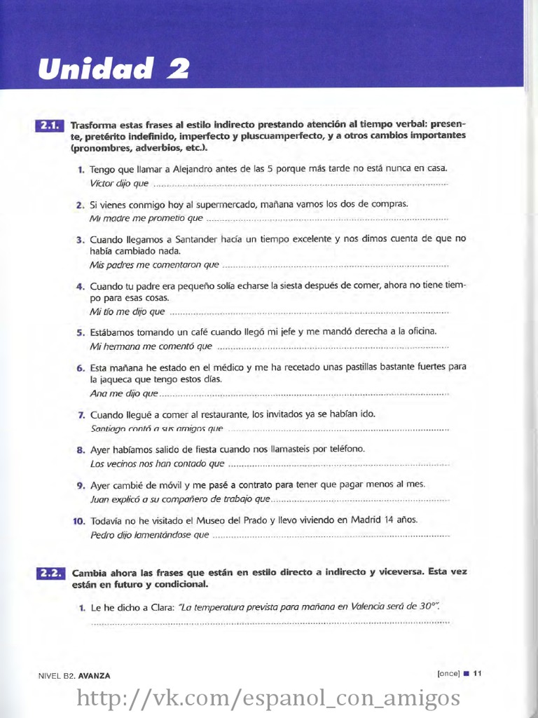 Ejercicios Estilo Indirecto | PDF | Estudios de idiomas extranjeros