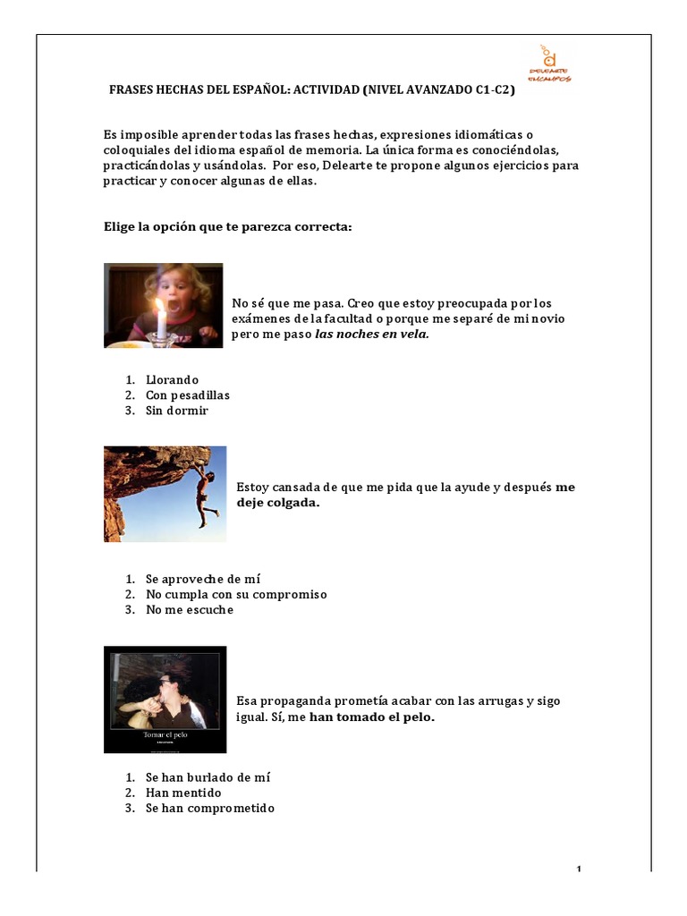 Ejercicios de Frases Hechas C1-C2 | PDF