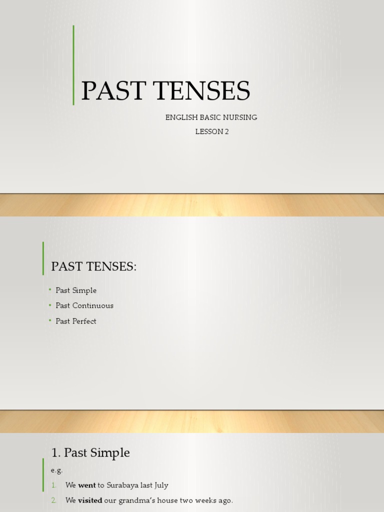 English Past Tenses for Nurses | PDF | Perfect (Grammar) | Grammatical ...