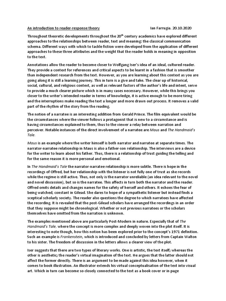 Reader-Response Theory Overview | PDF | Narrative | Narration