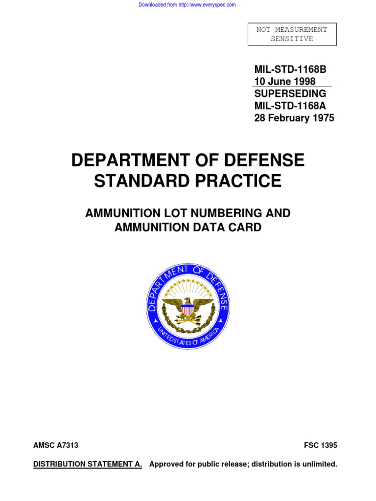 Mil STD 1168B | PDF | Ammunition | Shell (Projectile)