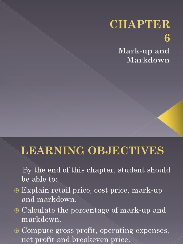 Chapter 6 Mark Up and Mark Down | PDF | Prices | Cost
