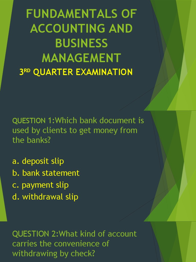 Exam Fabm 2 | PDF | Deposit Account | Banks