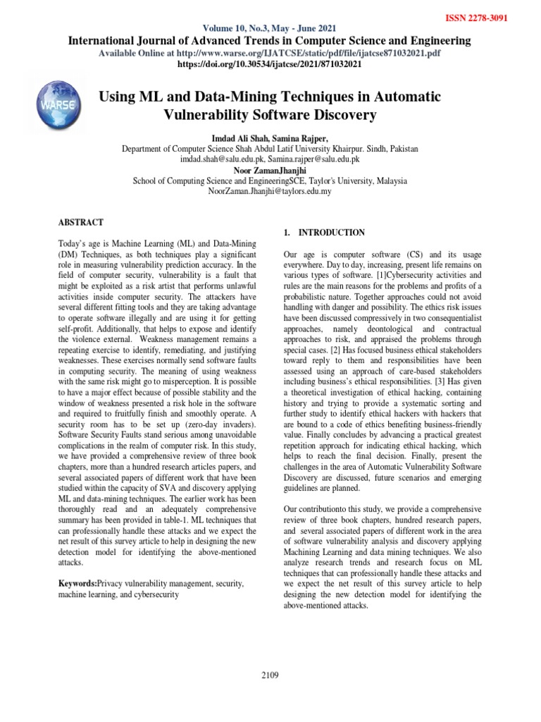 ML & Data-Mining for Software Vulnerability Detection | PDF ...