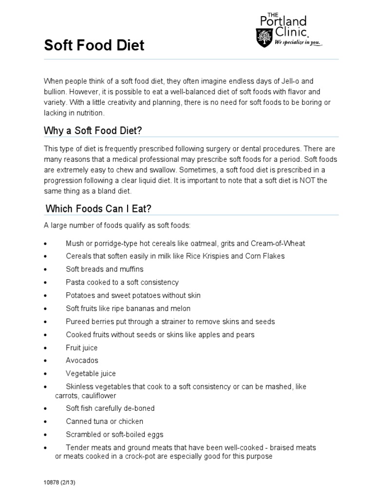 Soft Food Diet | PDF