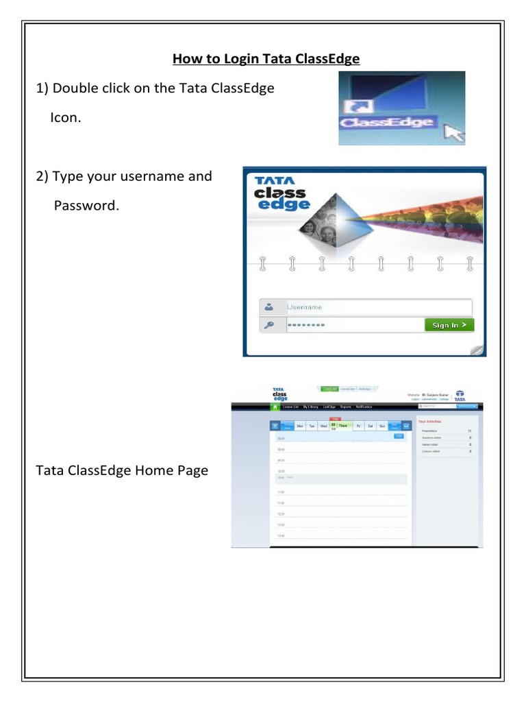 1) Double Click On The Tata Classedge Icon | Download Free PDF | Lesson ...