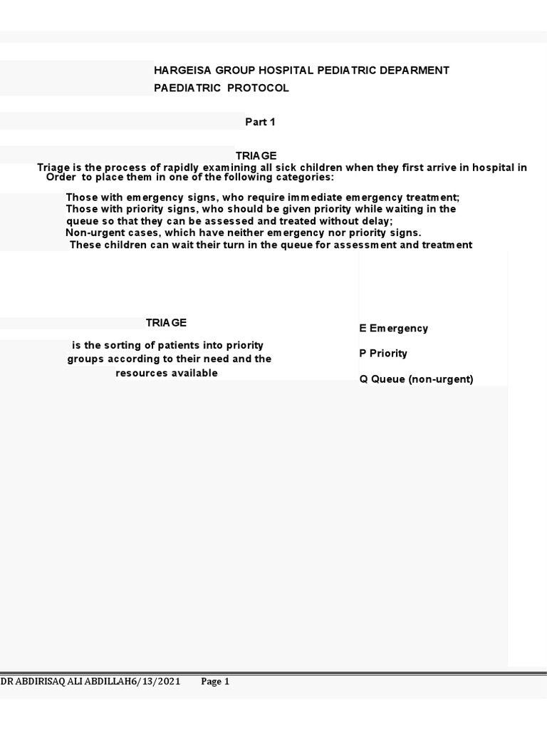 New Pediatric Guideline Hargeisa Group Hospital by DR Nelson | PDF ...