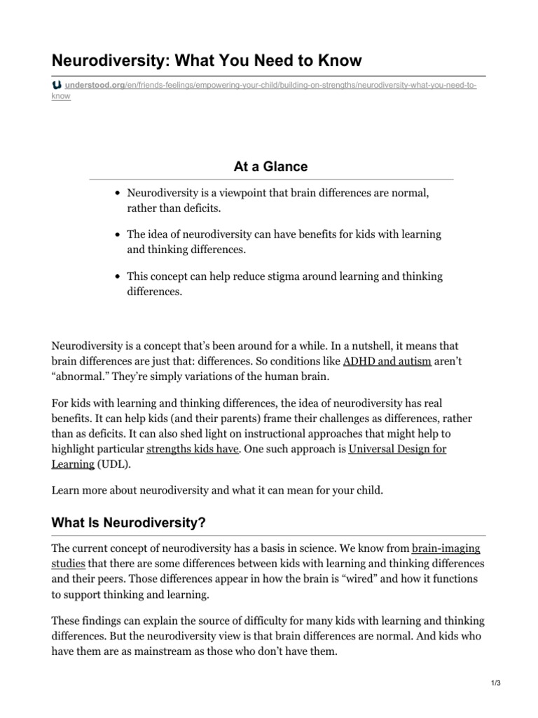 Neurodiversity What You Need To Know | PDF | Disability | Special Education