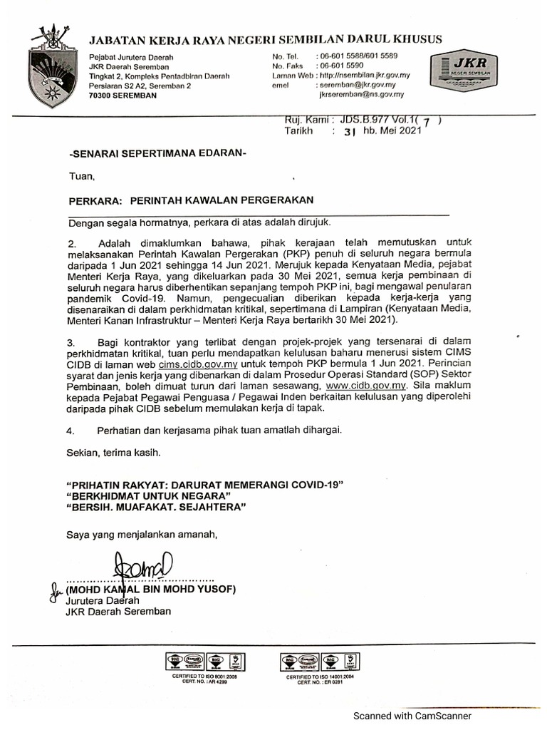 Perintah Kawalan Pergerakan (PKP) | PDF