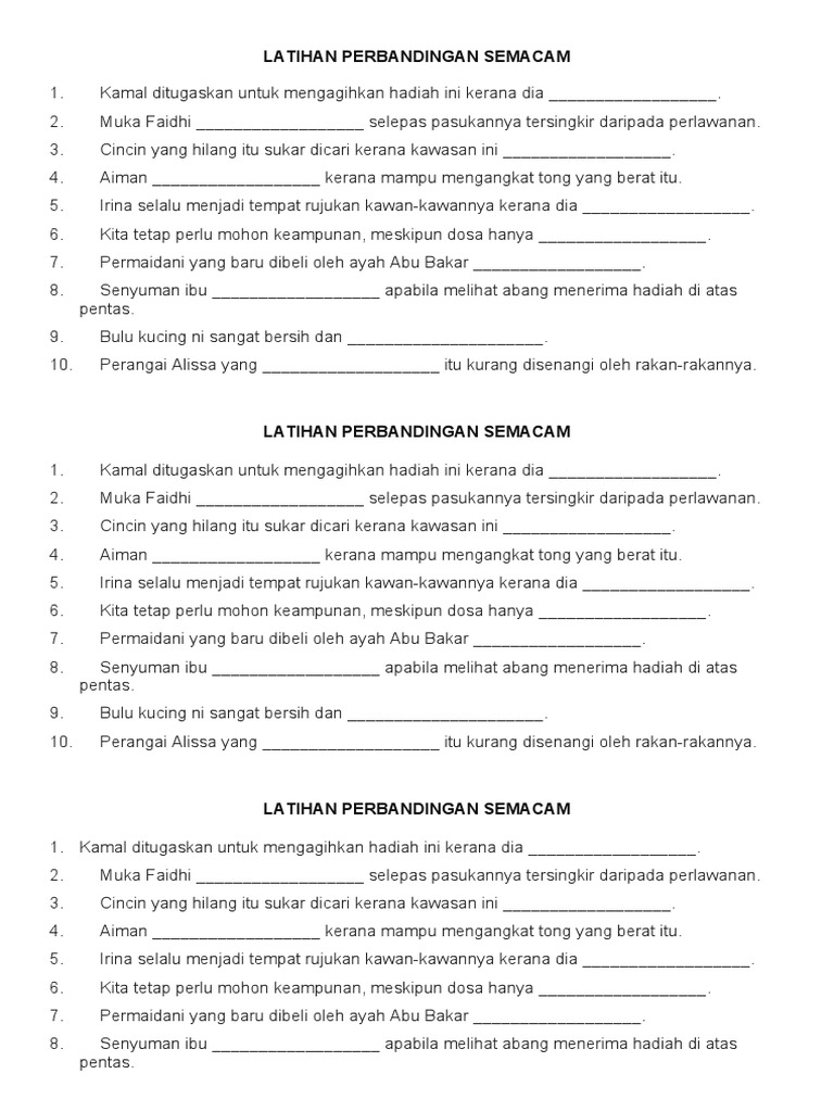 Latihan Perbandingan Semacam | PDF