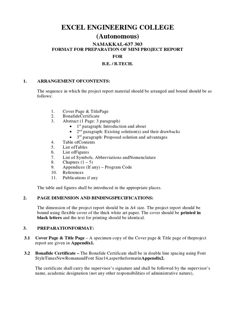 Miniproject Format | PDF | Academic Degree | Paragraph