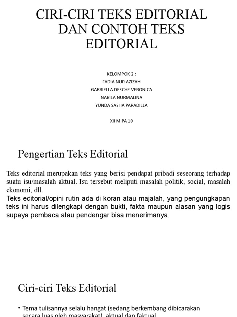 Ciri-Ciri Teks Editorial Dan Contoh Teks Editorial | PDF