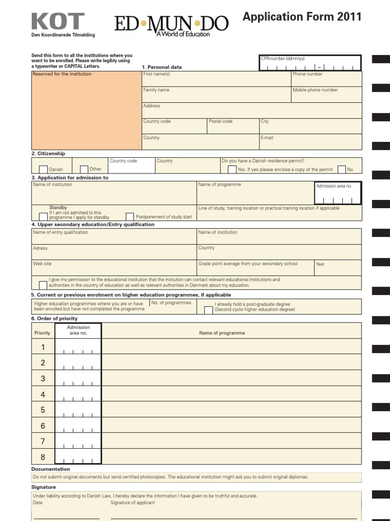 EDMUNDO - KOT Application Form | PDF | Signature | University And ...