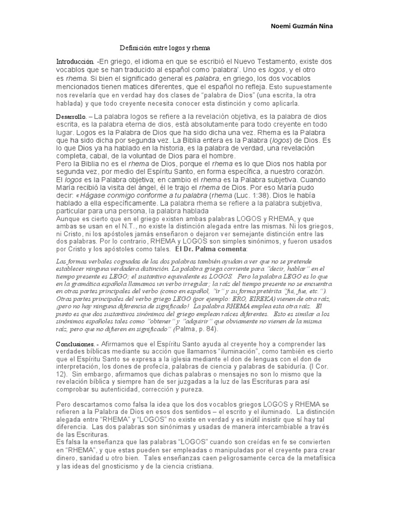 Definición Entre Logos y Rhema | PDF | Dios | Biblia