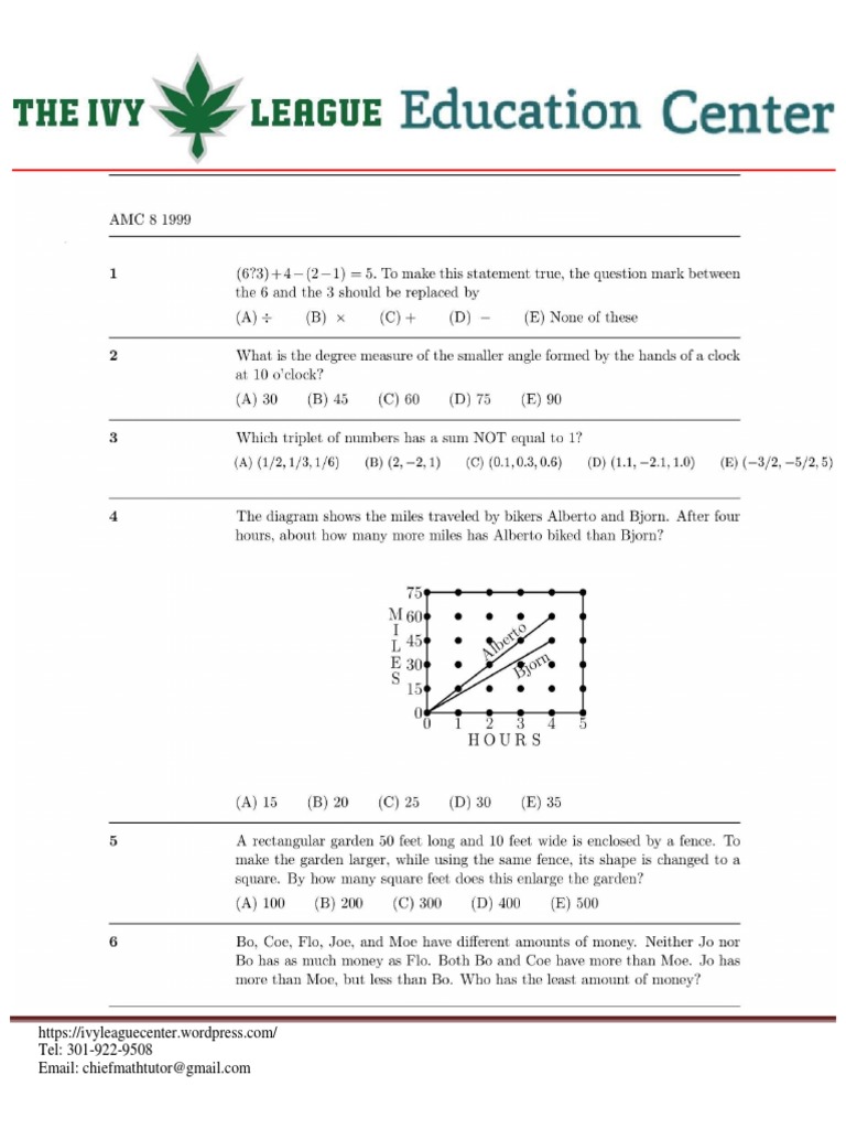 1999 AMC 8 Answer Key | PDF | Business