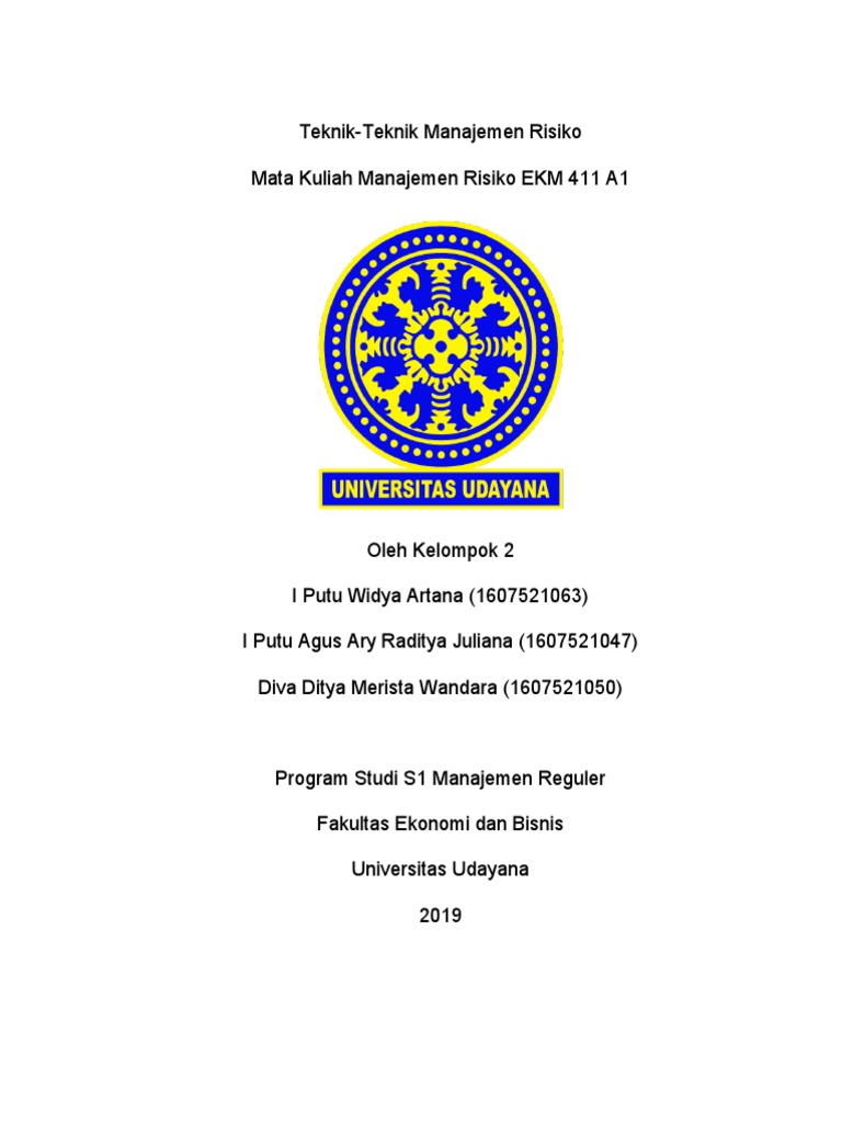 Teknik Teknik Manajemen Risiko Oleh Kelompok 2 | PDF Teknik Teknik Manajemen Risiko Oleh Kelompok 2 | PDF